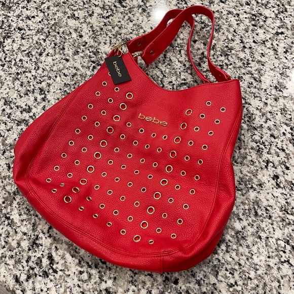 bebe | Bags | New Bebe Red Leather Purse With Gold Grommets | Poshmark